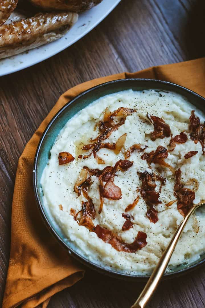Caramelized Onion Bacon Mashed Potatoes - Delicious Side Dish Recipe!