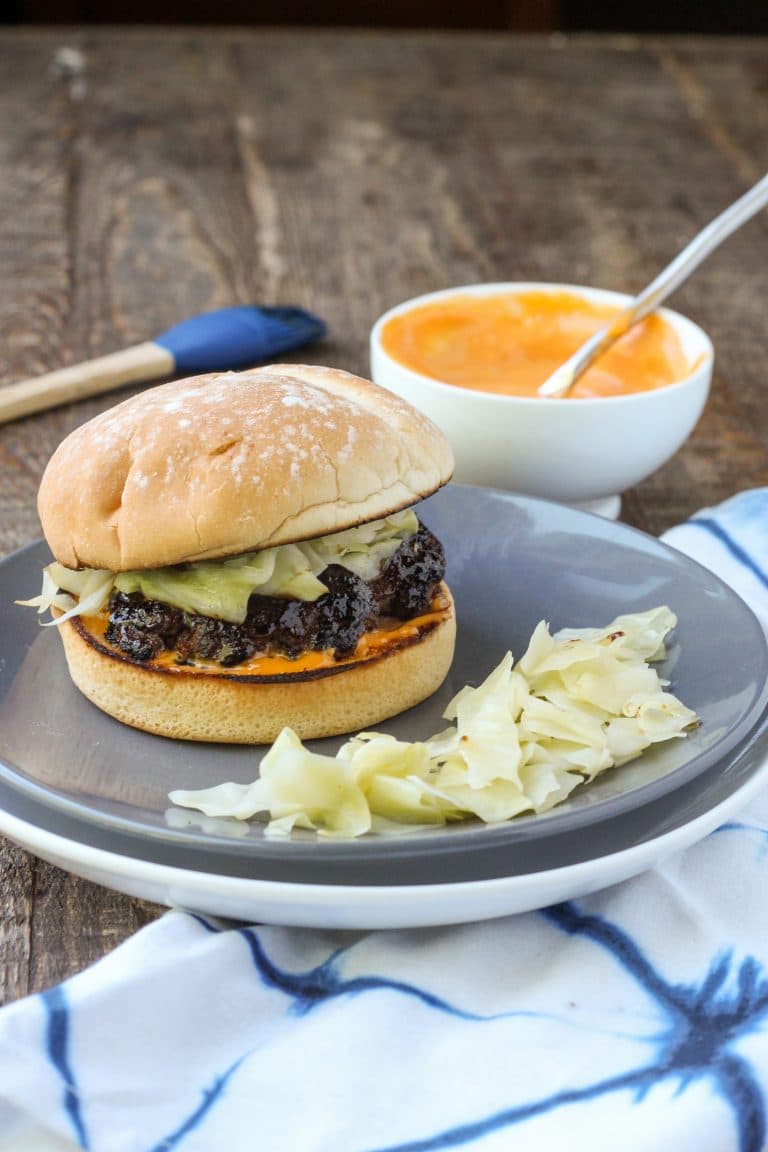Bulgogi Burger with Quick Pickled Cabbage and Gochujang Mayo ...
