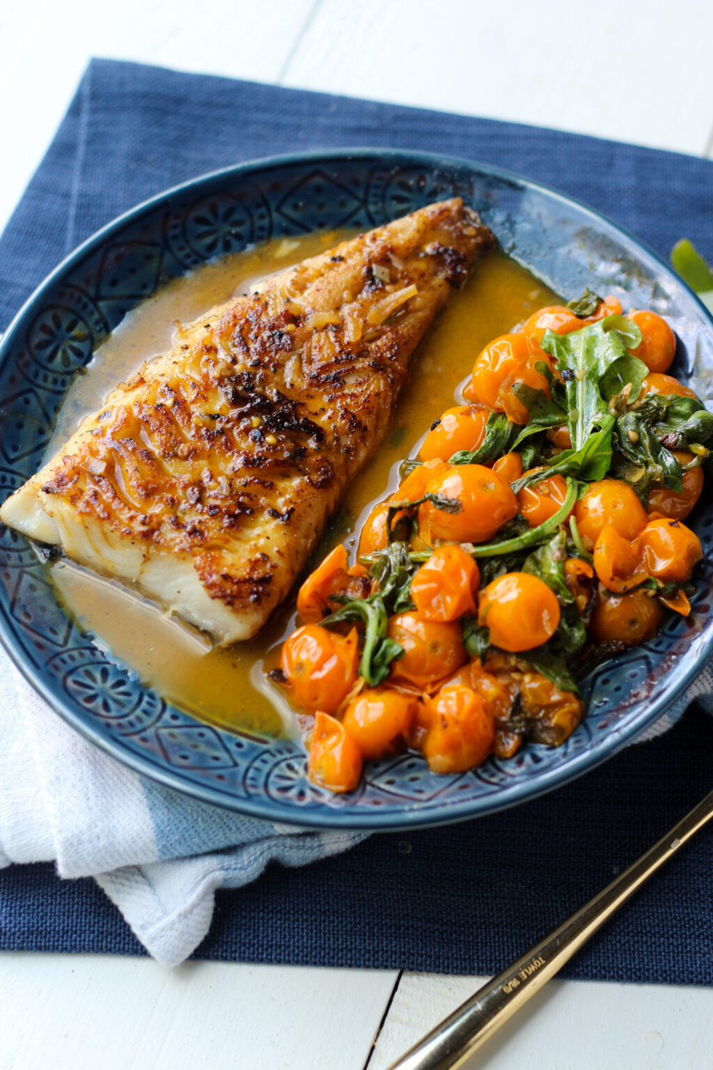 Pan Seared Sablefish (Black Cod) with White Wine Tomatoes