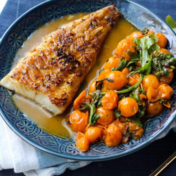 Pan Seared Sablefish (Black Cod) with White Wine Tomatoes