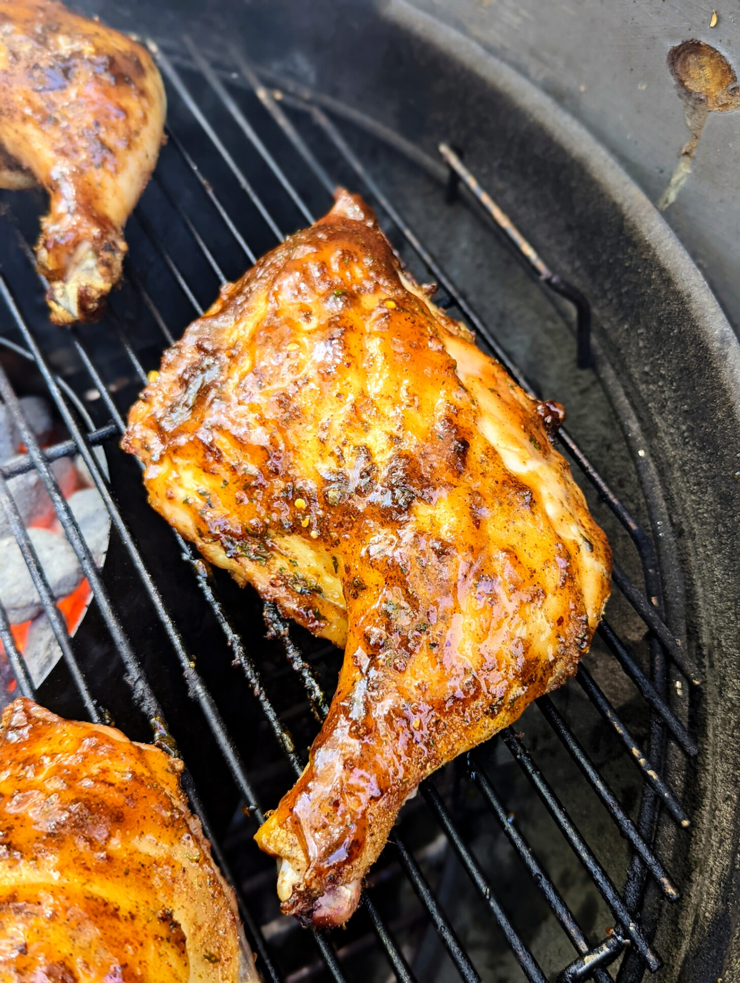 Grilled Chicken Leg Quarters - Crispy BBQ Glazed - Easy Grilling