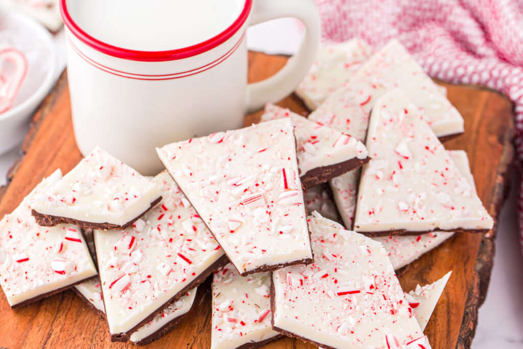 Candy Cane Peppermint Chocolate Bark - Christmas Candy Recipe