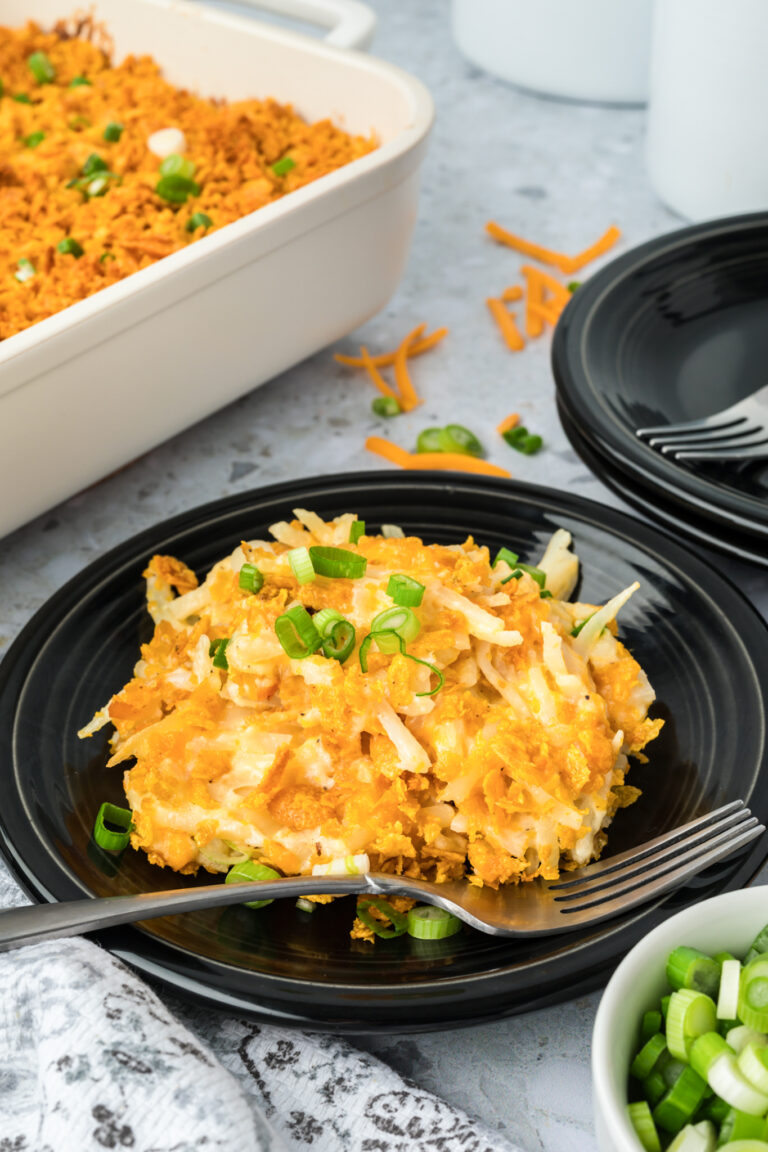 Cheesy Funeral Potatoes (Hash Brown Casserole) - Recipe by Blackberry Babe