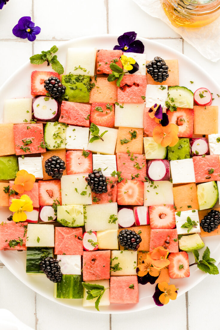 Cucumber Melon Salad with Mint Honey Lime Dressing - Recipe by ...