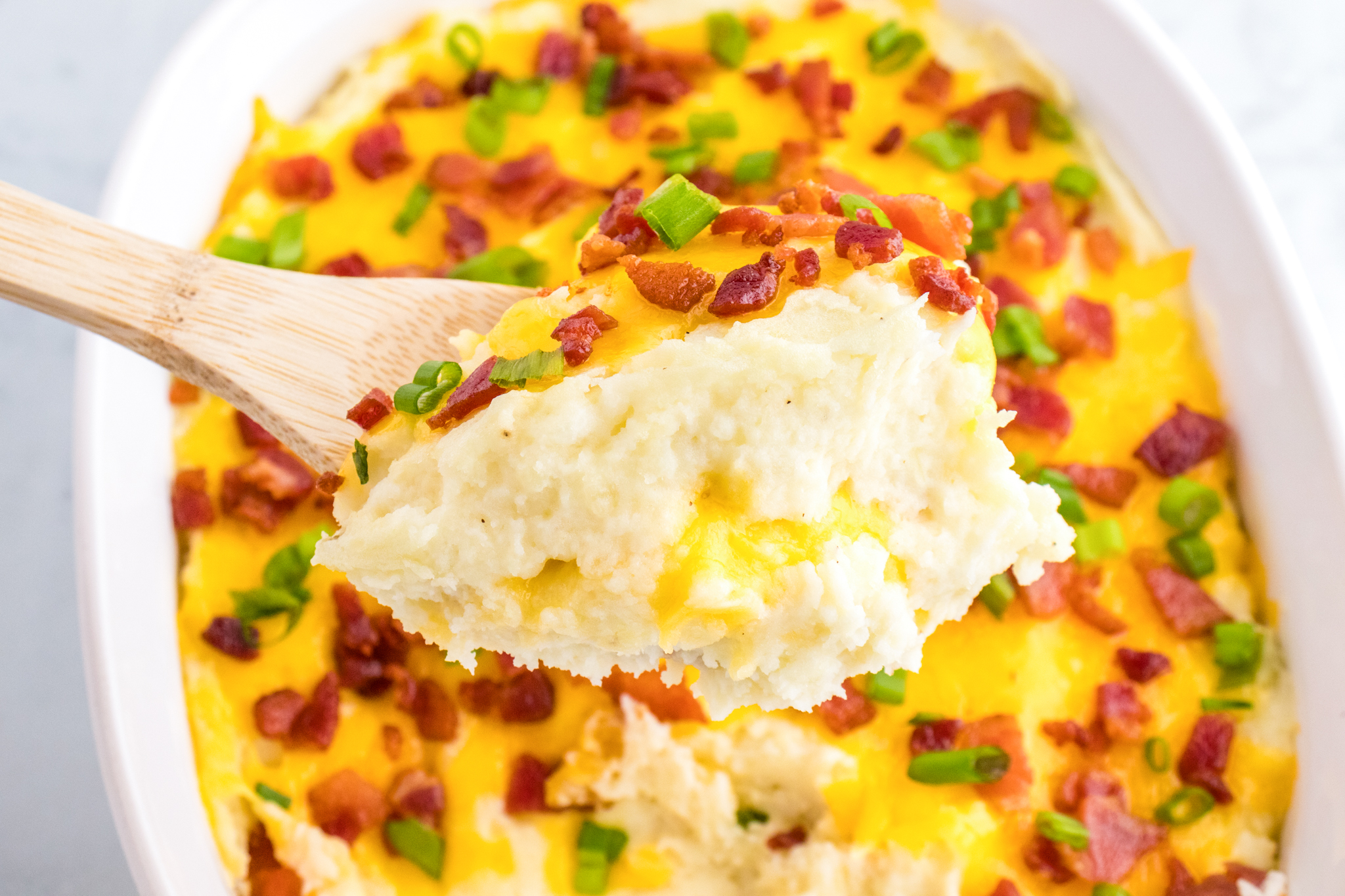 Twice Baked Loaded Potato Casserole (Easy + Cheesy)
