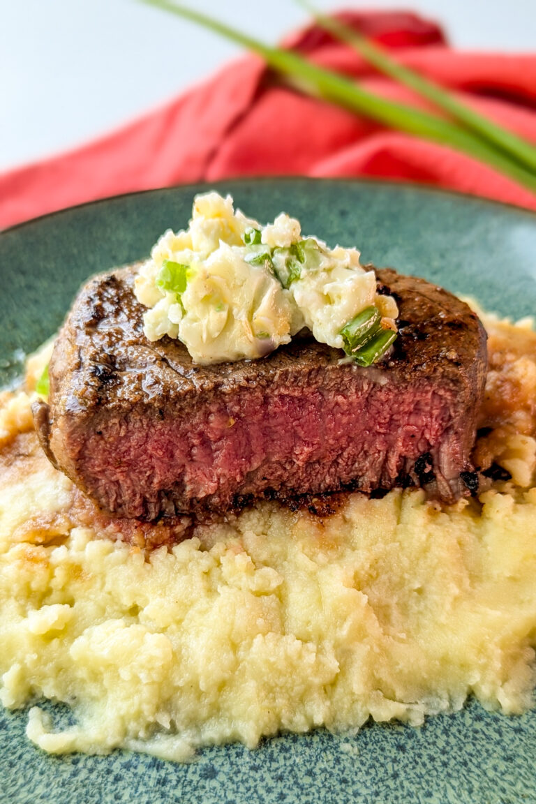 Pan Seared Filet Mignon with Gorgonzola Butter - Easy Recipe